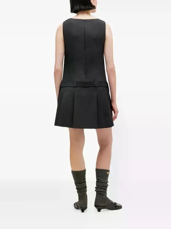 GANNI Belted Pocket Mini Dress - Grey