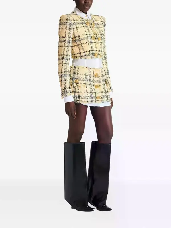 Balmain Mini Glitter Tweed Skirt - Yellow