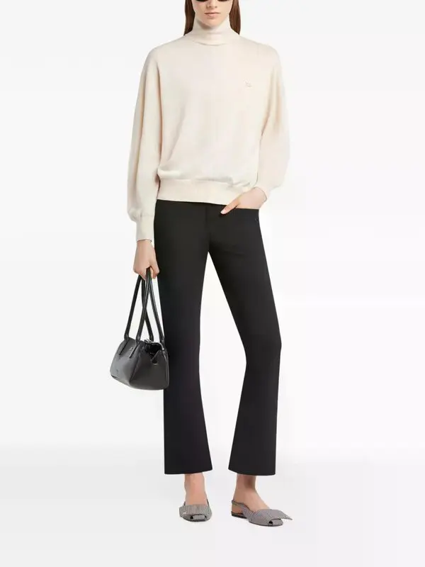 COURREGES Mock-neck Merino Wool Sweater - Neutrals