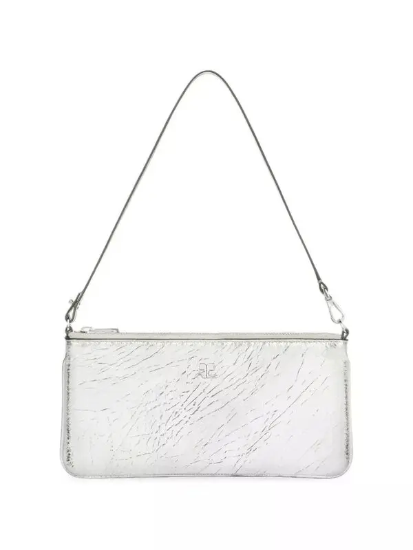 COURREGES Zipped Leather Shoulder Bag - Silver