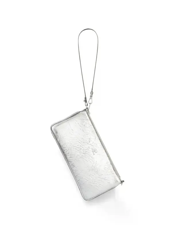 COURREGES Zipped Leather Shoulder Bag - Silver