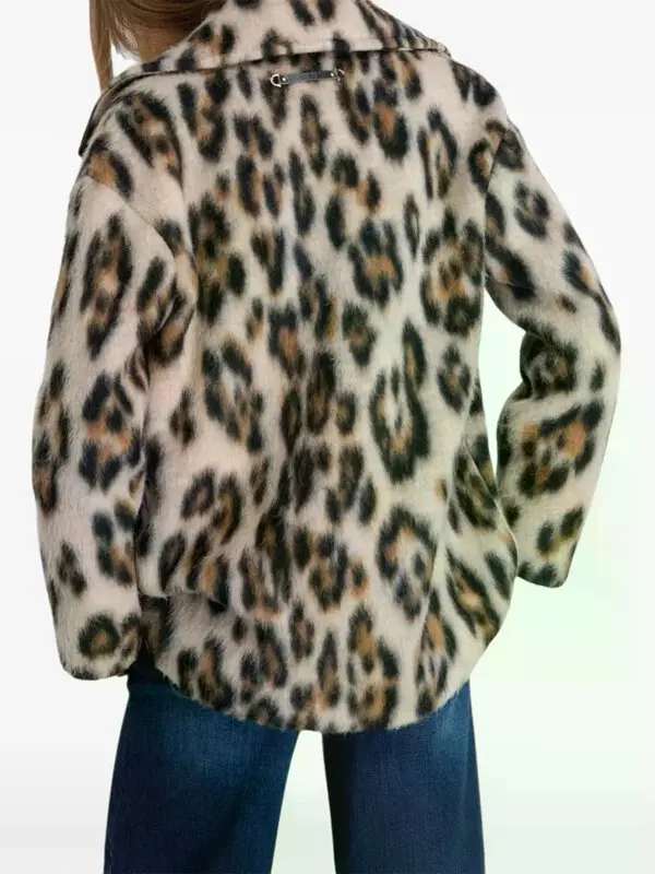 GAELLE Leopard Print Double-breasted Coat