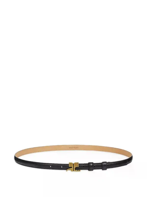 COURREGES Logo Buckle Leather Belt - Black