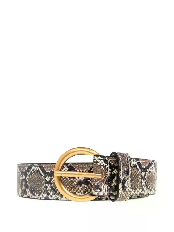 DUKE + DEXTER Snakeskin-effect Buckle Belt - Neutrals