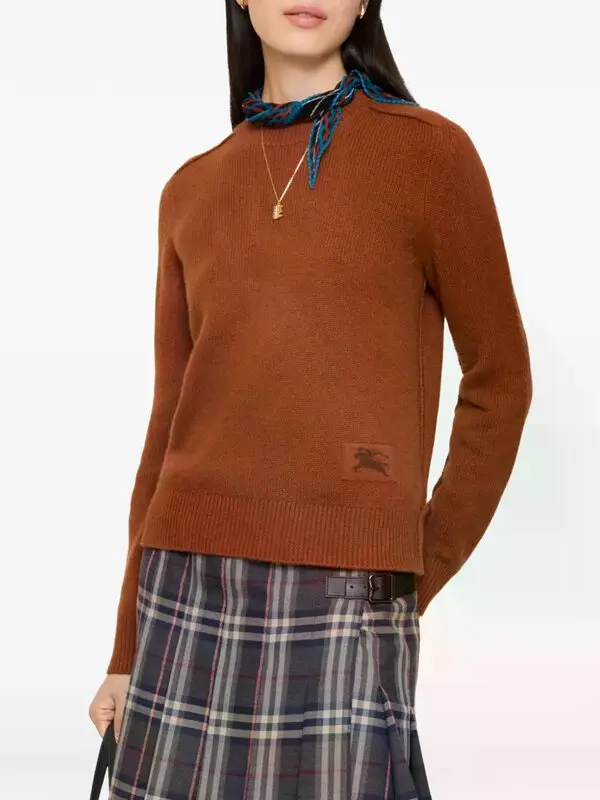 Burberry Equestrian Knight-embroidered Jumper - Brown