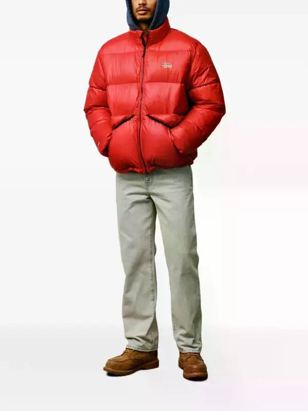 StÜssy Logo Puffer Jacket - Red