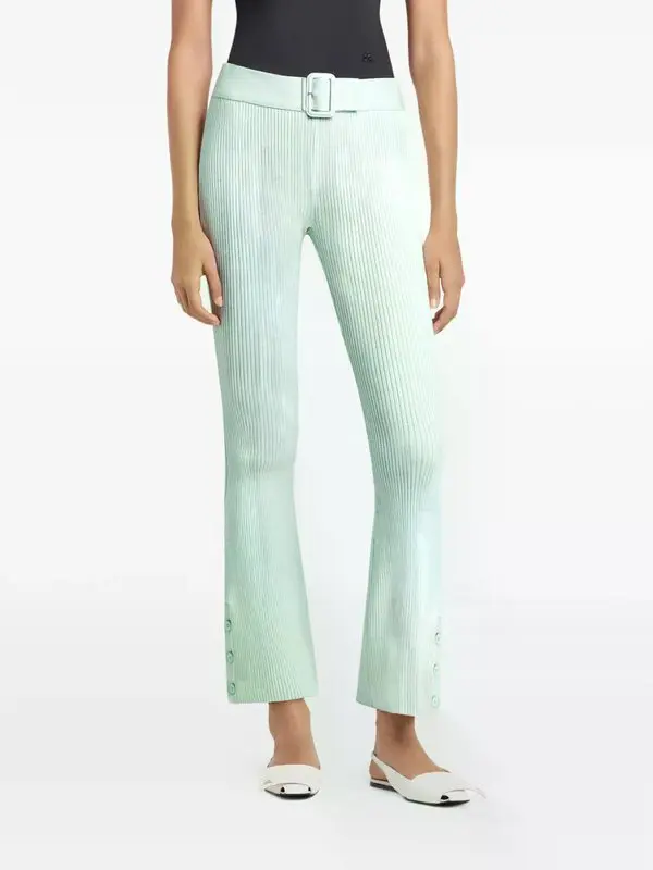 COURREGES Belted Ribbed-knit Trousers - Green