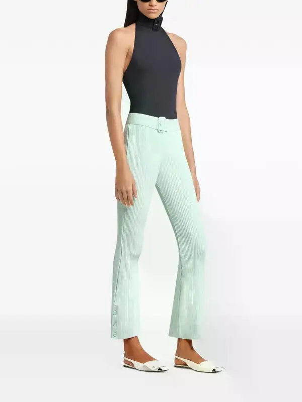 COURREGES Belted Ribbed-knit Trousers - Green