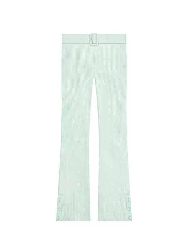 COURREGES Belted Ribbed-knit Trousers - Green