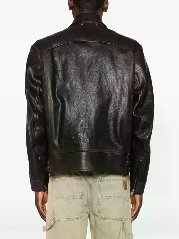 GOLDEN GOOSE Prince Calf Leather Jacket - Brown