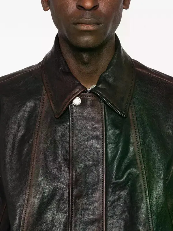 GOLDEN GOOSE Prince Calf Leather Jacket - Brown