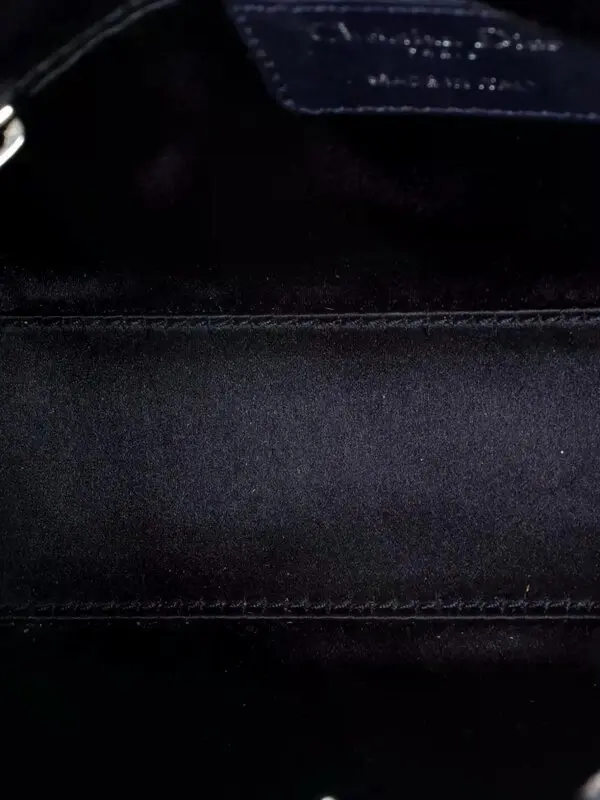 Dior Lady Mini Satchel Crystal Embellished Cannage Quilt - Blue
