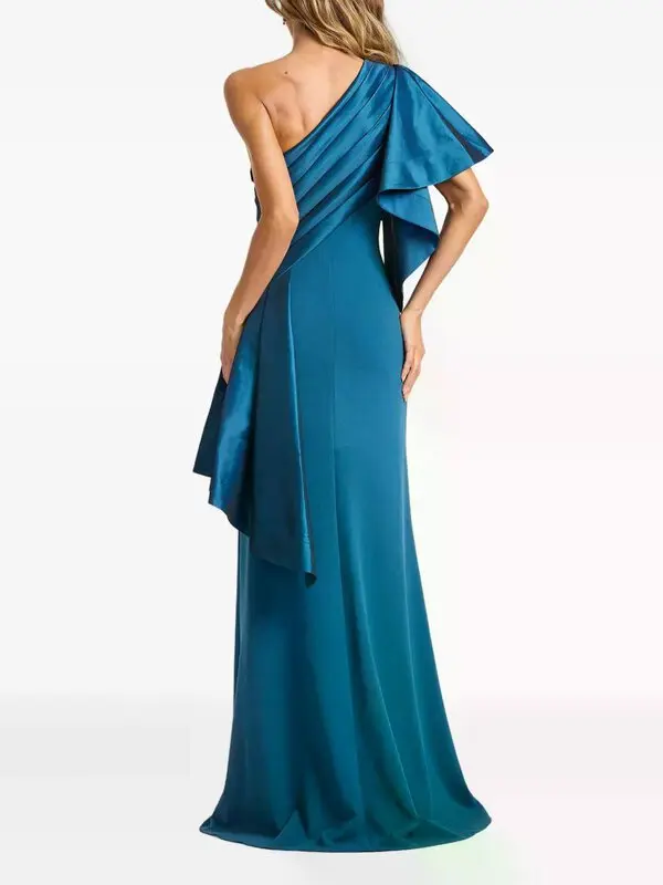 Tadashi Shoji Asymmetric-neck Ruffled Maxi Dress - Blue
