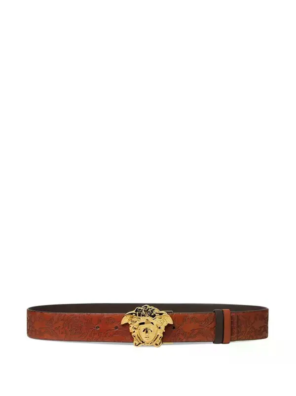 Versace Medusa Buckle Leather Belt - Brown