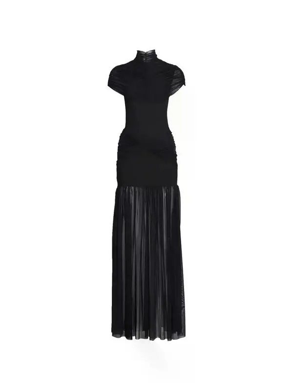 AXEL 113 Mesh-paneled Maxi Dress - Black