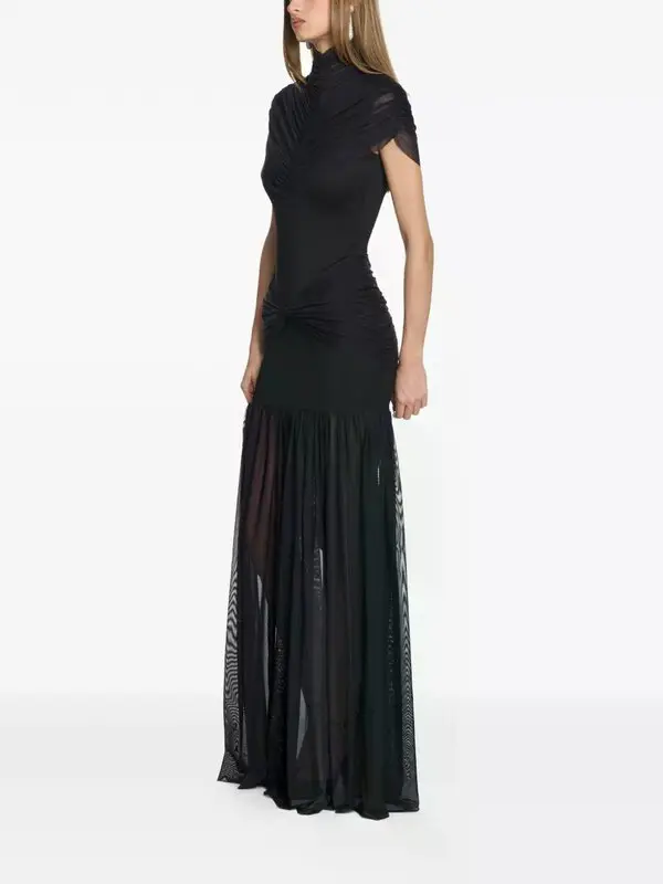 AXEL 113 Mesh-paneled Maxi Dress - Black