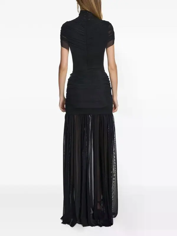 AXEL 113 Mesh-paneled Maxi Dress - Black