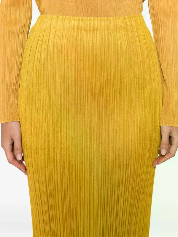 Issey Miyake Pleated Maxi Skirt - Yellow