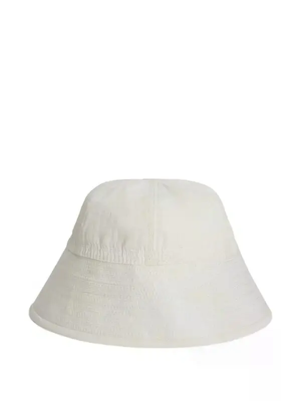 JIL SANDER Topstitching Linen Bucket Hat - White