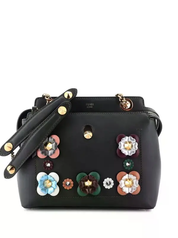 Fendi Flowerland Dotcom Convertible Embellished Leather Small Satchel