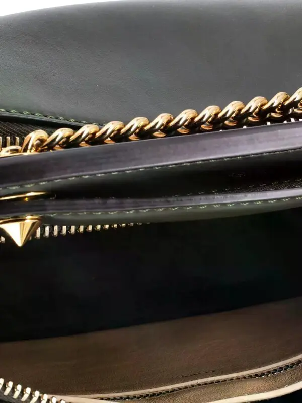 Fendi Flowerland Dotcom Convertible Embellished Leather Small Satchel