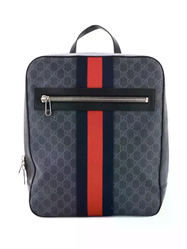 Gucci Web Zip Gg Coated Canvas Medium Backpack
