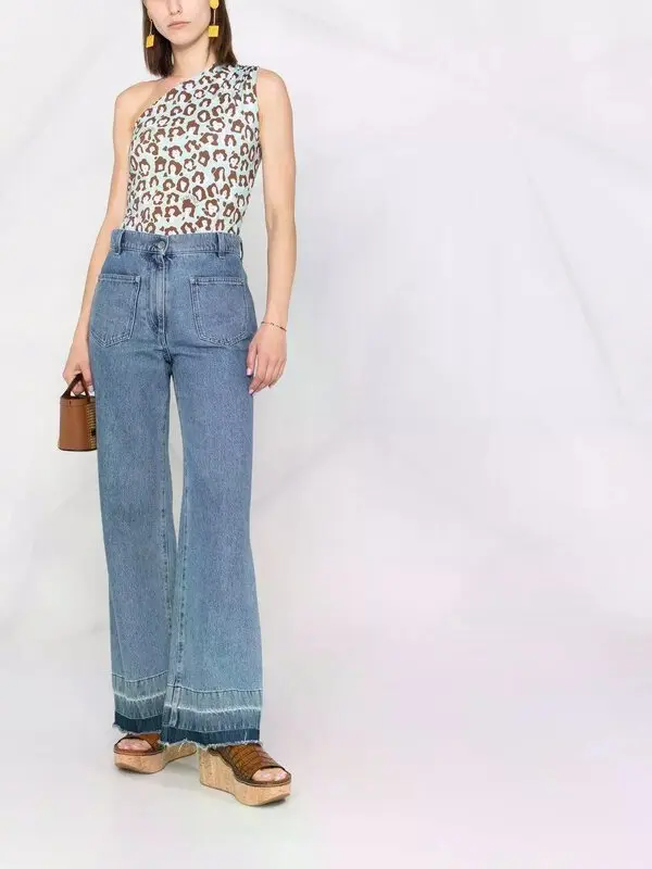 La DoubleJ Leopard-print One-shoulder Top