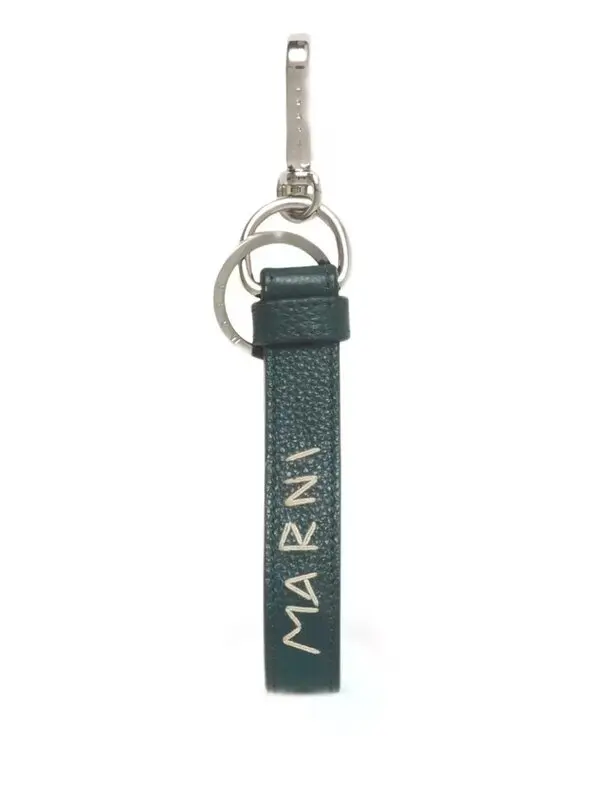 Marni Carabiner Hook Leather Keyring - Green