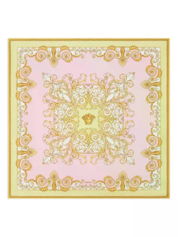 Versace Spring Barocco Printed Silk Scarf - Pink