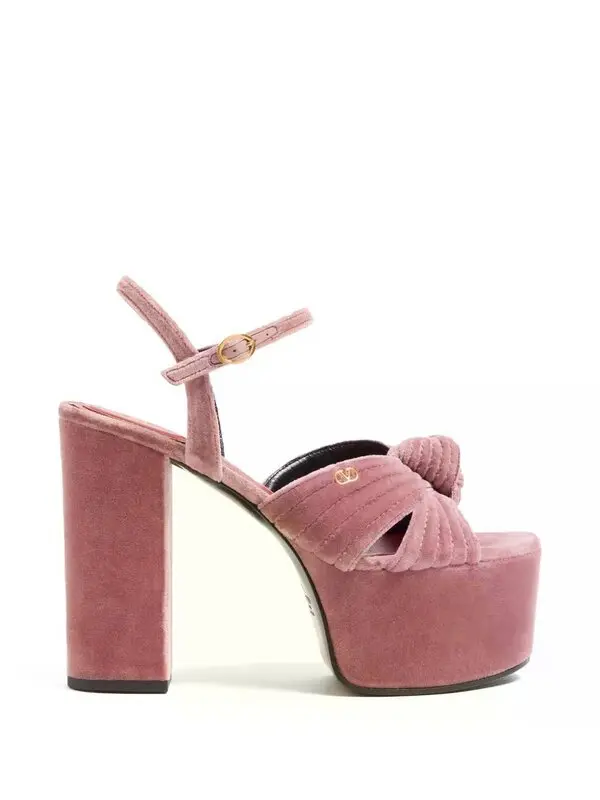 Valentino Garavani Crasher Velvet Platform Sandals - Pink