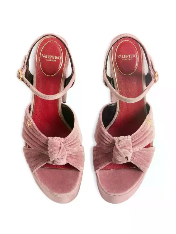 Valentino Garavani Crasher Velvet Platform Sandals - Pink