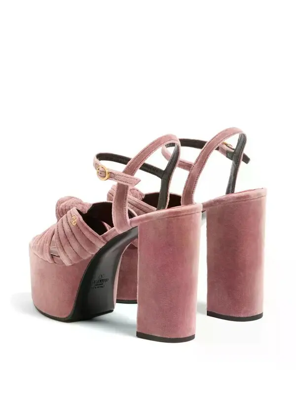 Valentino Garavani Crasher Velvet Platform Sandals - Pink