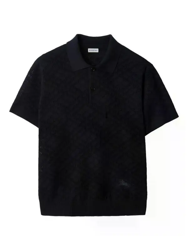 Burberry Check-wool Polo Shirt - Blue