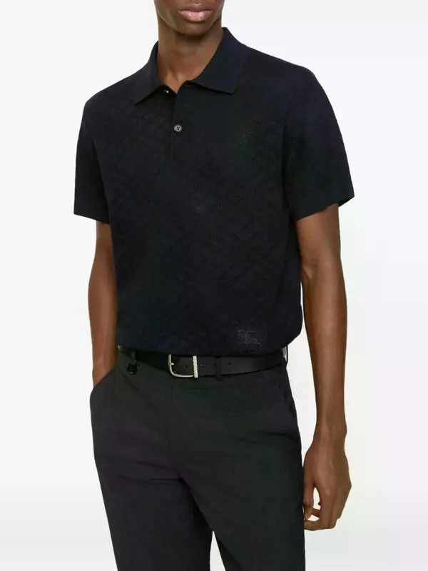 Burberry Check-wool Polo Shirt - Blue