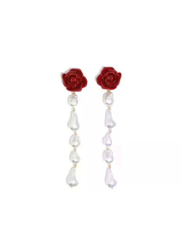 Bimba Y Lola Rose Faux-pearl Drop Earrings - White