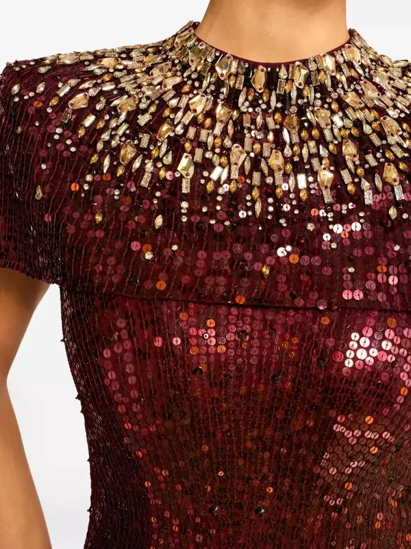 jenny packham red sequin dress Fleur sequined gown in red - Jenny Packham