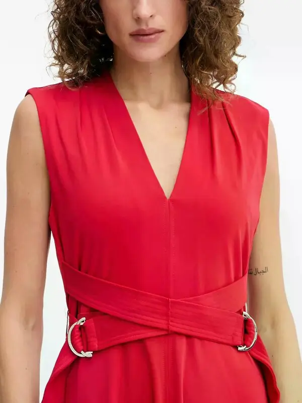 Dkny Belted Midi Dress In Red - 32% Off | Editorialist