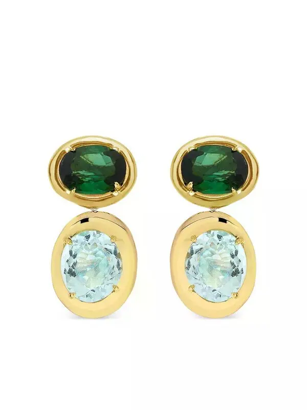 CAROL KAUFFMANN Rock Class Tourmaline And Topaz Earrings - Gold