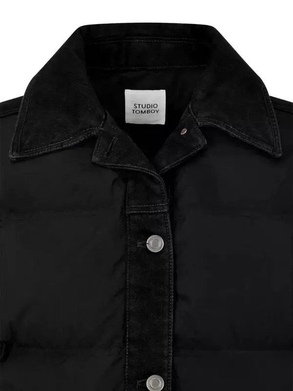 STUDIO TOMBOY Denim-trim Puffer Jacket - Black