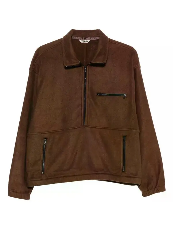 Auralee Half-zip Fleece Sweatshirt - Brown
