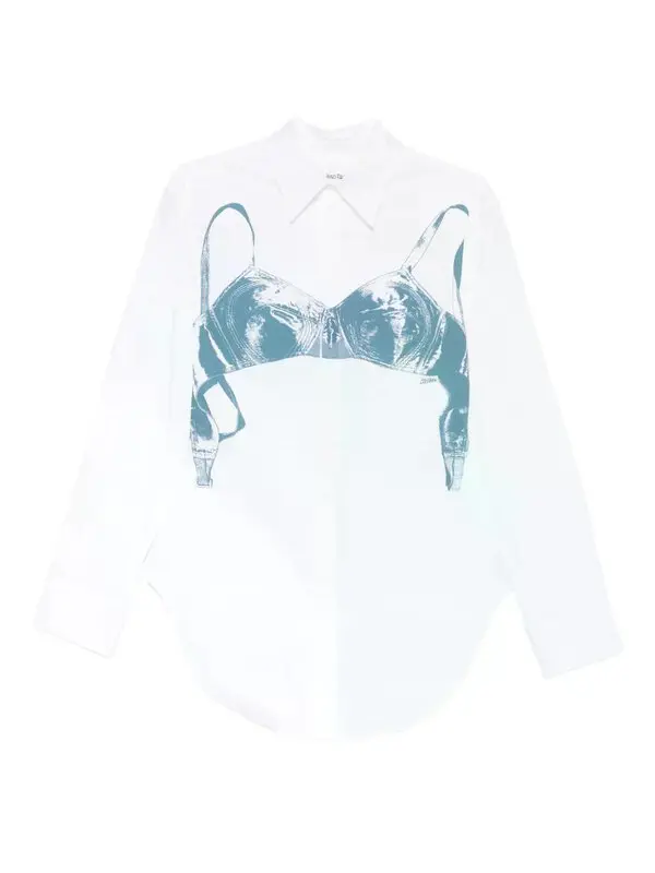 Jean Paul Gaultier Bra-print Cotton Shirt - White