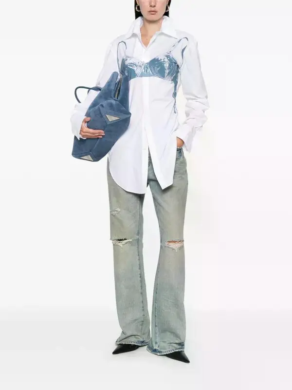 JEAN PAUL GAULTIER Bra-print Cotton Shirt - White