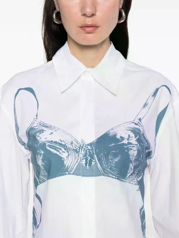 JEAN PAUL GAULTIER Bra-print Cotton Shirt - White