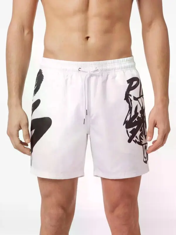 PLEIN SPORT Swim Drawstring Shorts - White