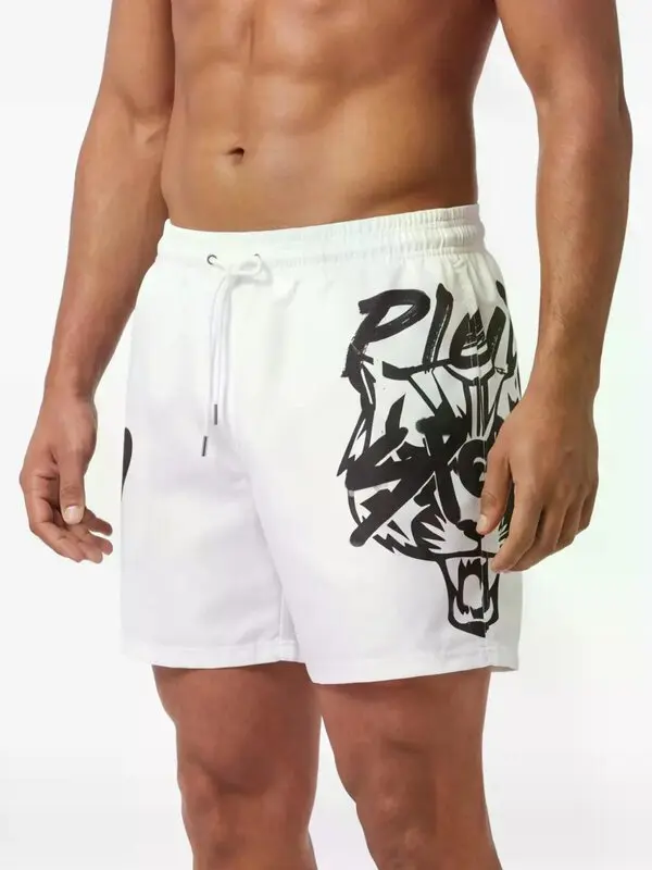 PLEIN SPORT Swim Drawstring Shorts - White