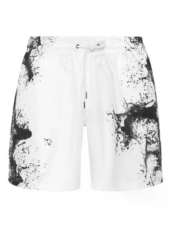 PLEIN SPORT Splash Pattern Swim Shorts - White