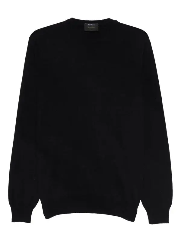 DELL'OGLIO Crew Neck Fine Knit Sweater - Blue