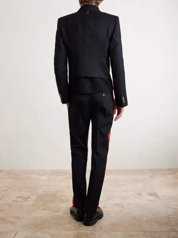 Alexander McQueen Slim-fit Double-breasted Grosgrain-trimmed Wool-twill Blazer