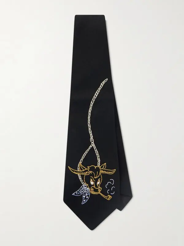 Enfants Riches Déprimés 12cm Embroidered Virgin Wool-twill Tie - Black