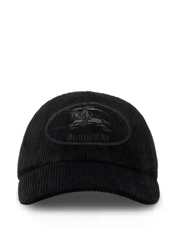 Burberry Knight-stamp Corduroy Baseball Hat - Black